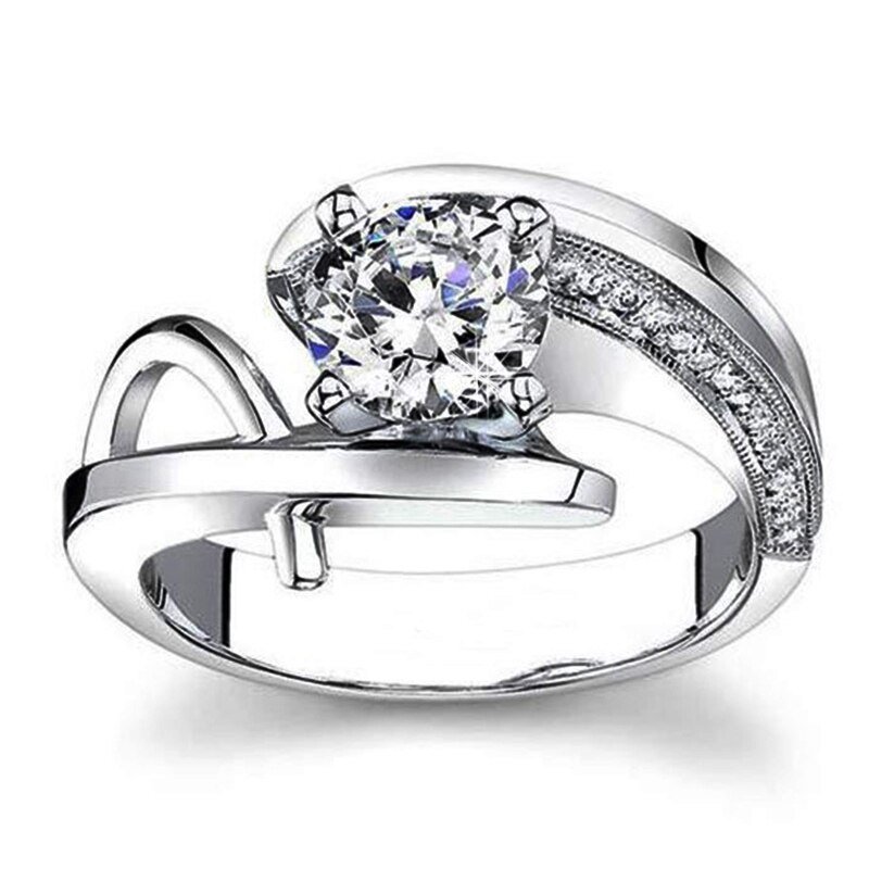 2020 New Fashion Shining Round Zircon Wedding Rings for Women, Inlay ...