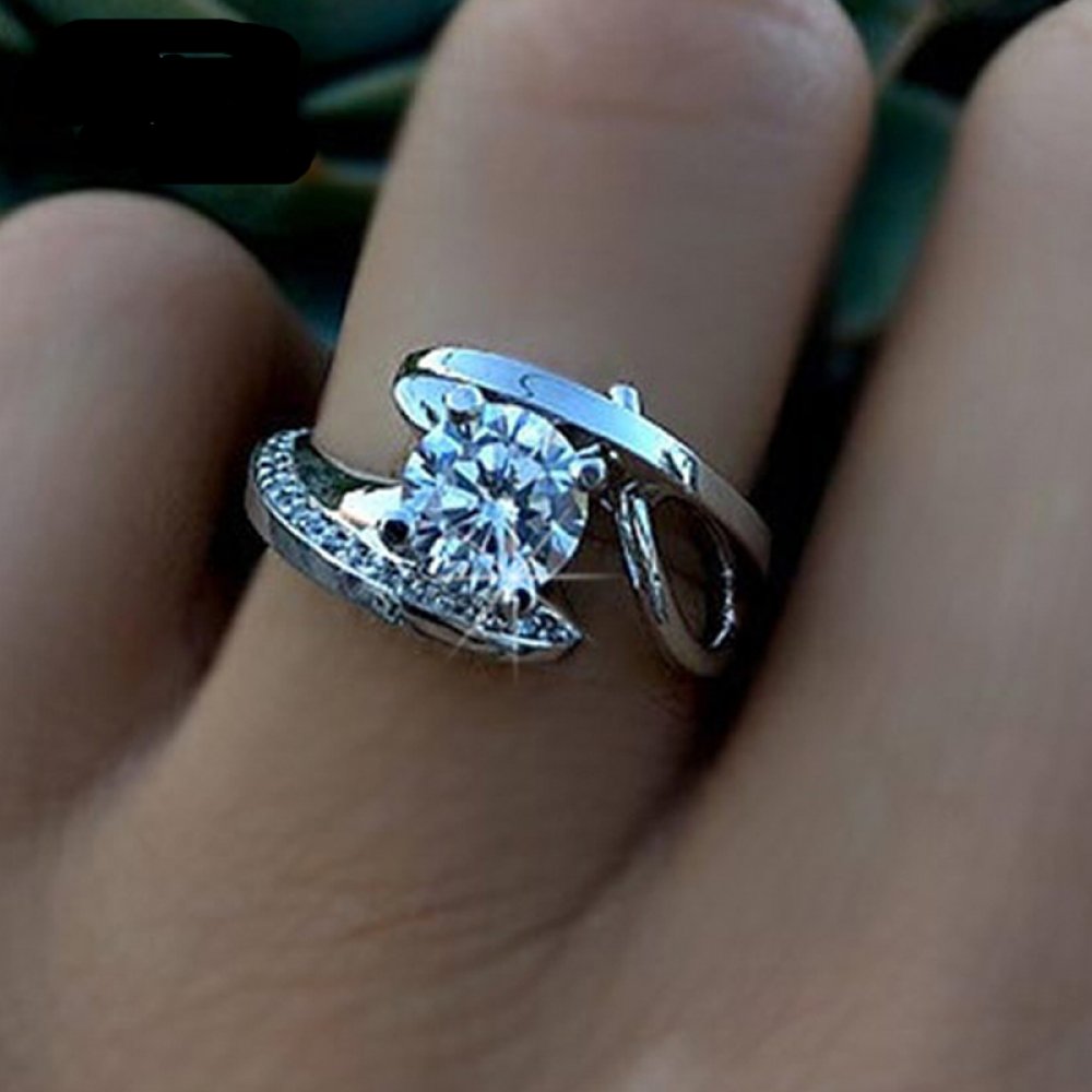 2020 New Fashion Shining Round Zircon Wedding Rings for Women, Inlay ...