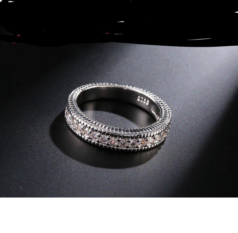 2pcs/lot Female Crystal White Round Ring Set , Luxury 925 Silver ...