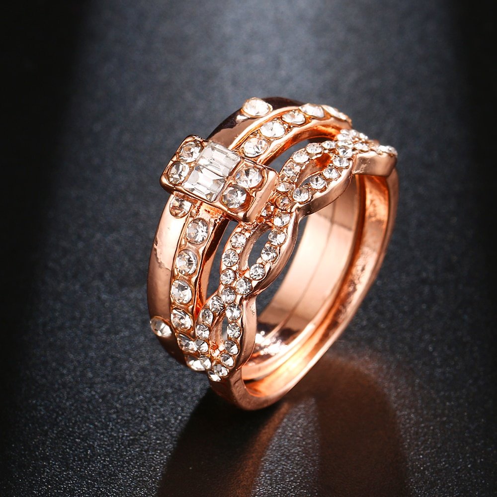 3Pcs/Set Fashion , Infinity Rings Set For Women, Girls , Crystal Twist ...