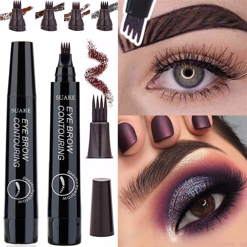 4 Colors 3D Microblading Eyebrow , Tattoo Pen 4 Fork Tips Fine Sketch ...