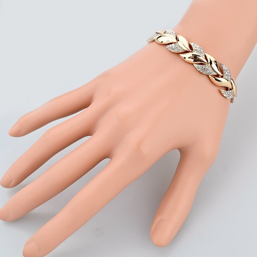 Braided Gold color, Leaf Bracelets & Bangles With Stones , Luxury ...