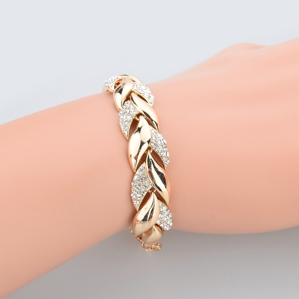 Braided Gold color, Leaf Bracelets & Bangles With Stones , Luxury ...