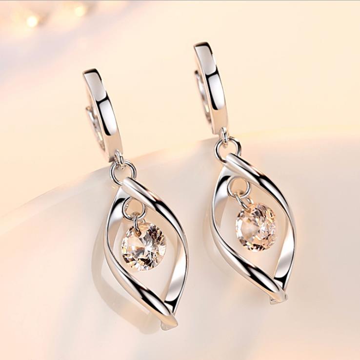 Fashion 925 Silver , Luxury Crystal , Stud Earrings, New Style Earring ...