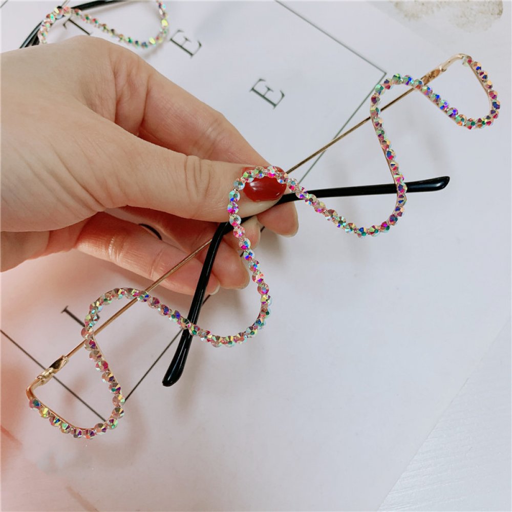 Fashion Diamond Glasses Frames For Women , Luxury Half Frame Sunglasses ...