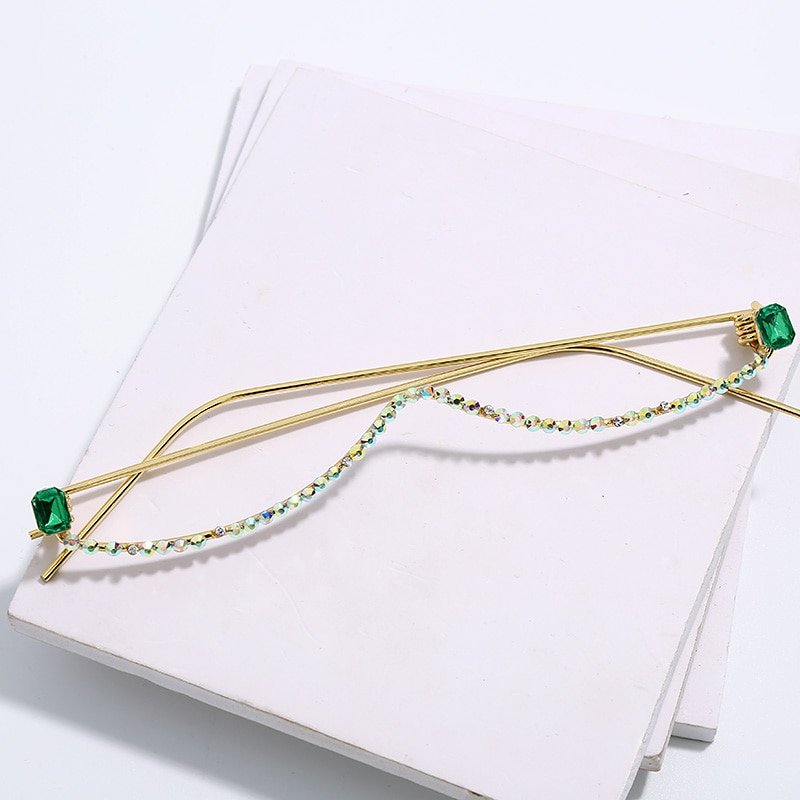 Luxury Fashion Diamond eyeglasses , Alloy Frame for Women , green and ...