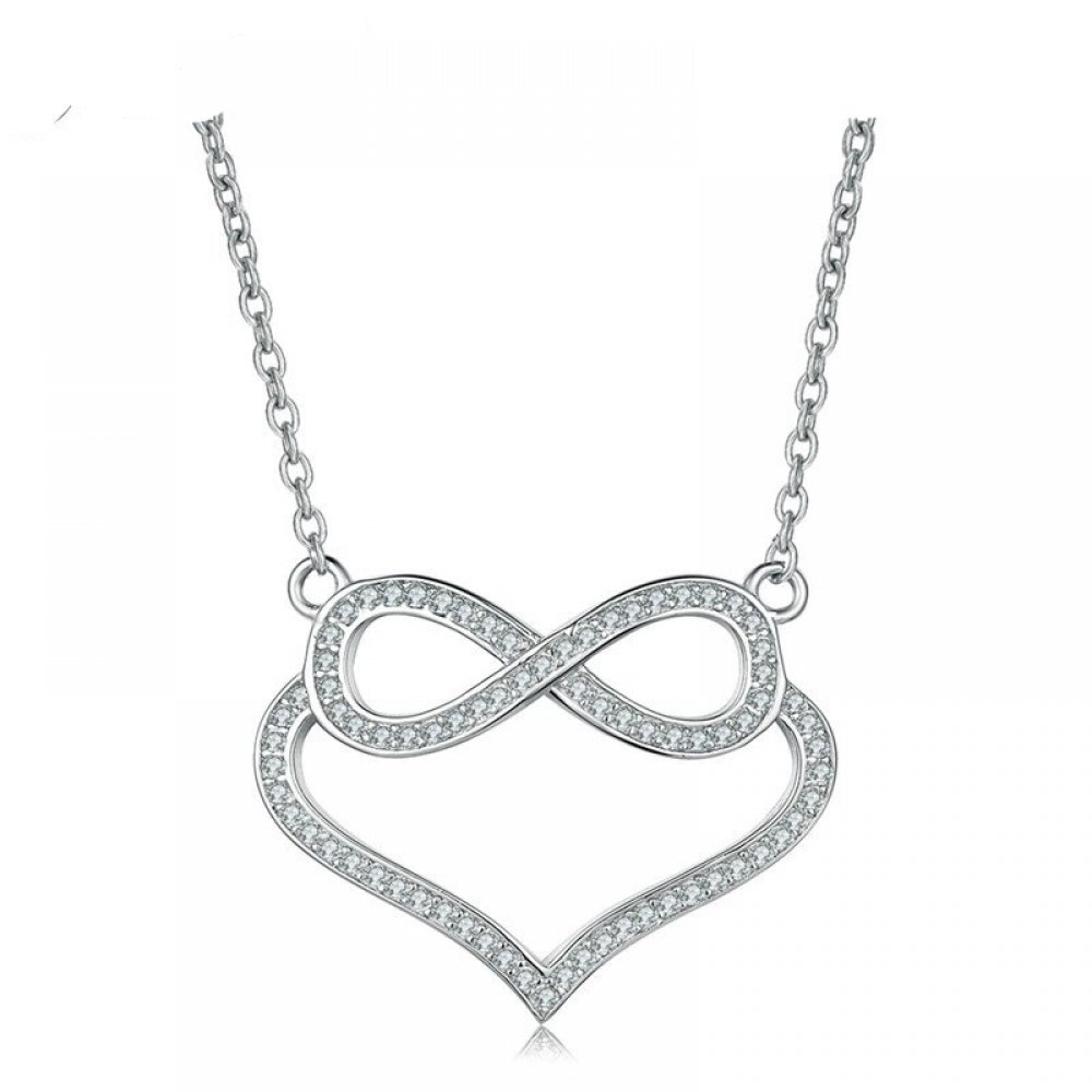 Luxury Heart Pendant Infinity Necklaces For Women, 925 Sterling Silver ...
