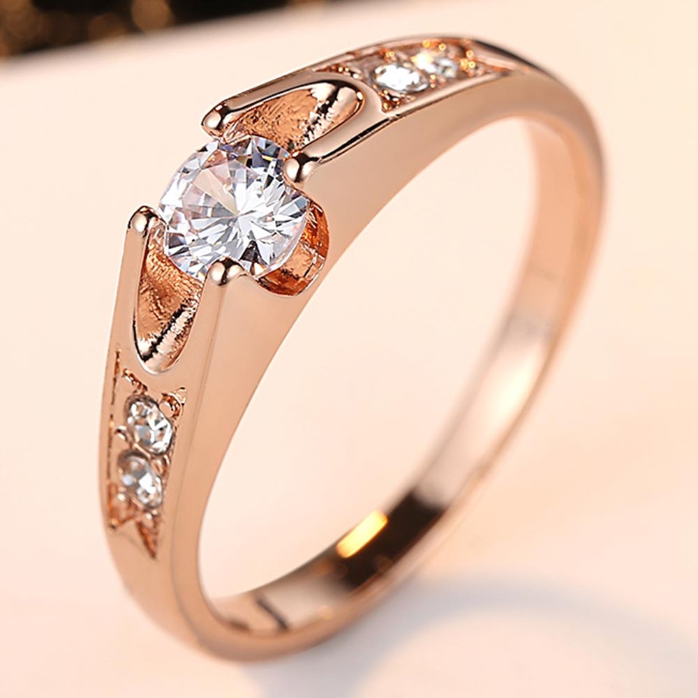 Rose Gold Color, Engagement Ring Zircon, jewelry Rings