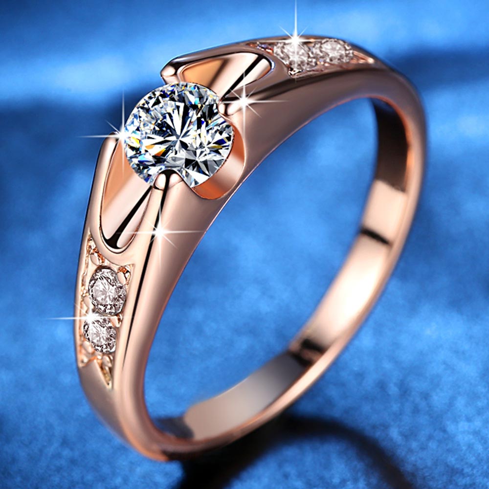 Rose Gold Color, Engagement Ring Zircon, jewelry Rings