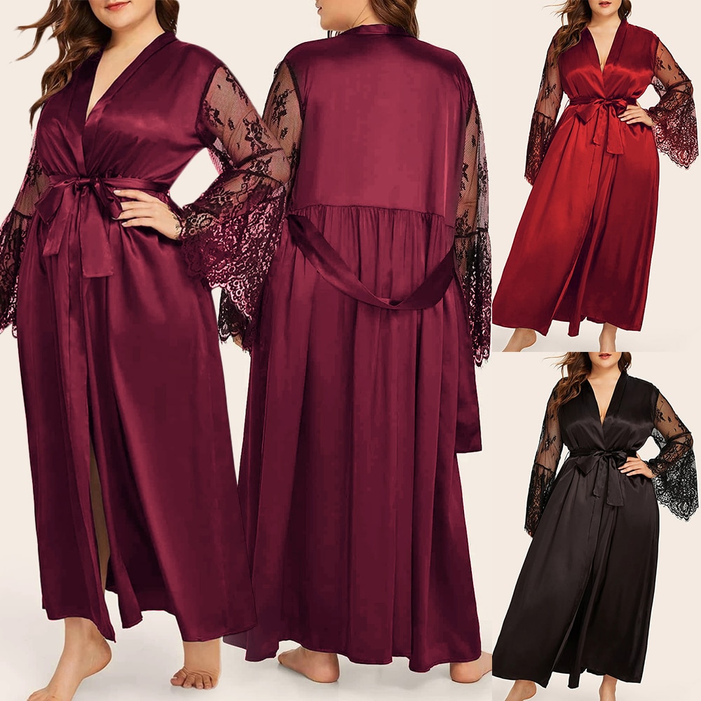 Women Large Night Wear Robe , Casual Transparent Kimono Intimate ...