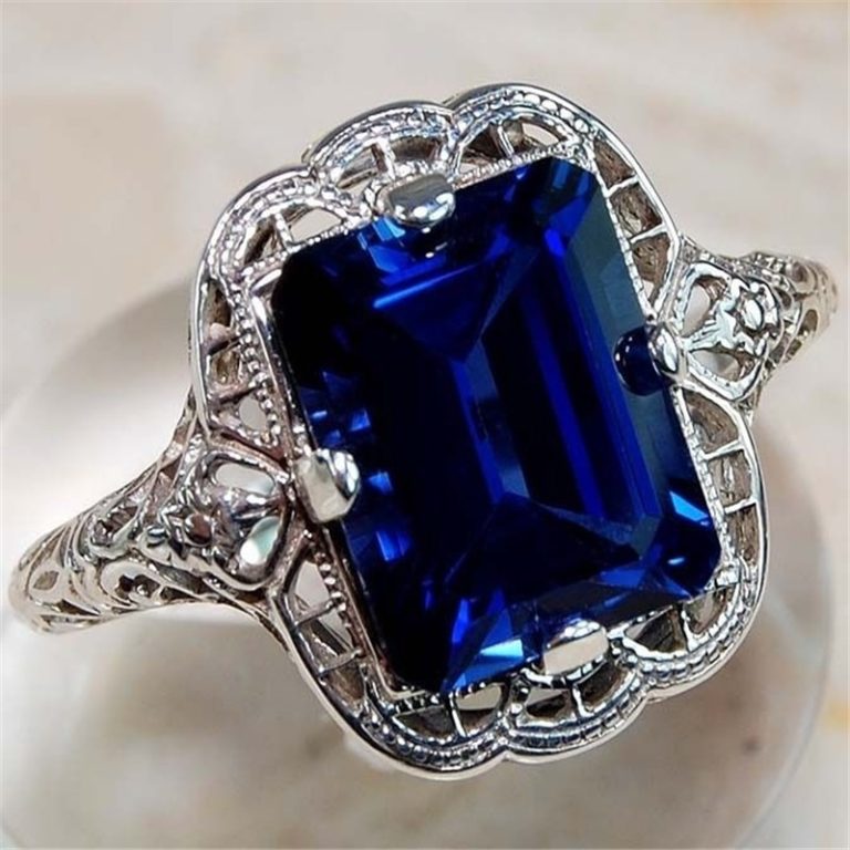 Fashion Big Blue Stone Ring , Charm Jewelry Women CZ Wedding Rings ...
