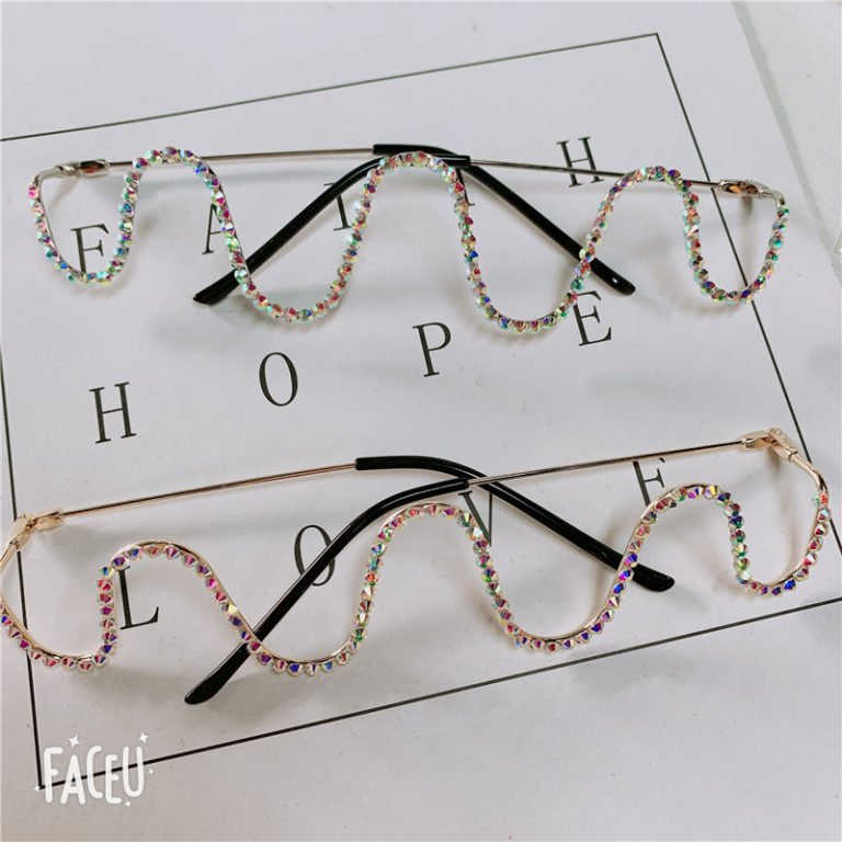 Fashion Diamond Glasses Frames For Women , Luxury Half Frame Sunglasses ...