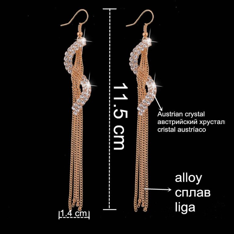 New S-Shape Long Tassel Drop Earrings Stones For Women, Fashion Jewelry ...