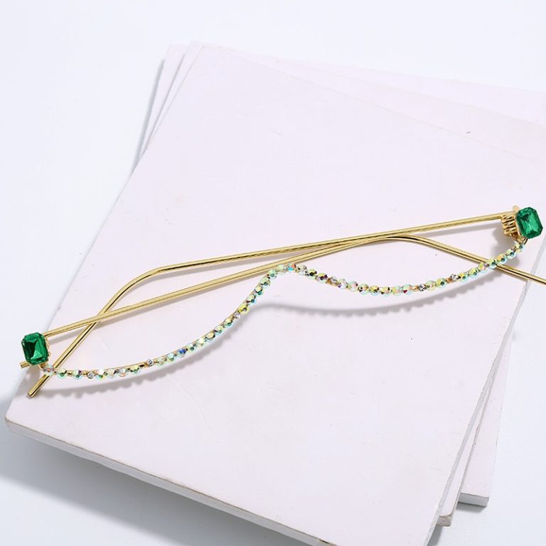 Luxury Fashion Diamond eyeglasses , Alloy Frame for Women , green and ...