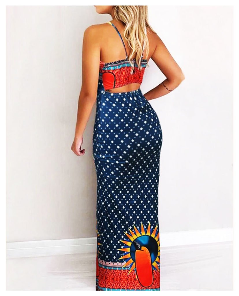 2020 Summer , new printing, high slit bundle design , strap dress, sexy ...