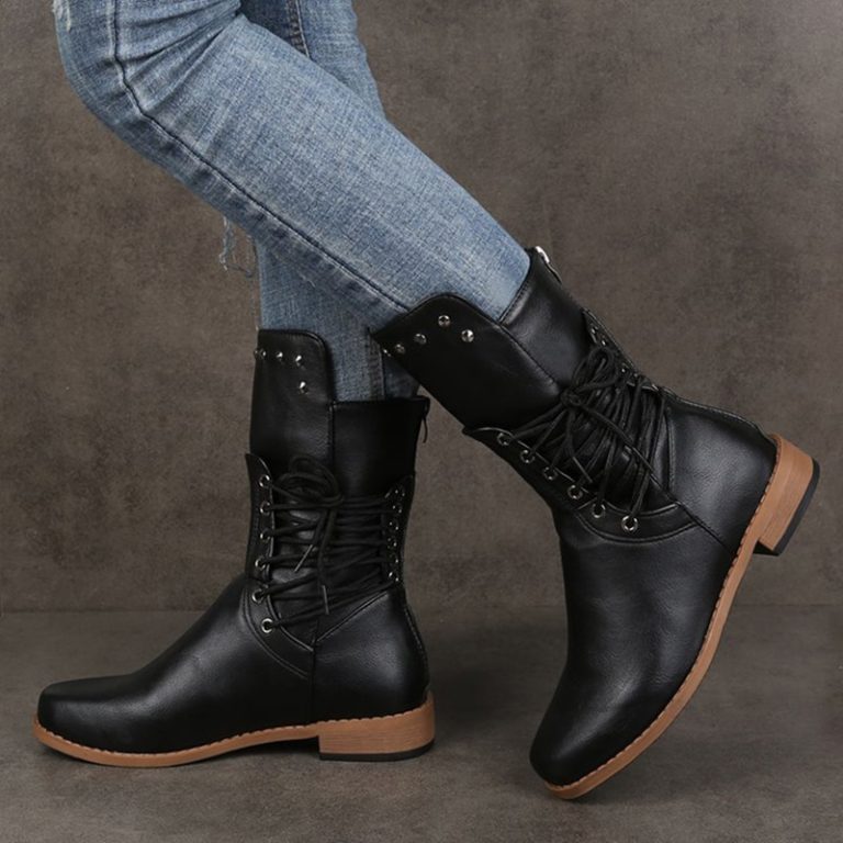 Women Boots , Retro Female Casual Pu Leather Shoes , Fashion Low Heel ...